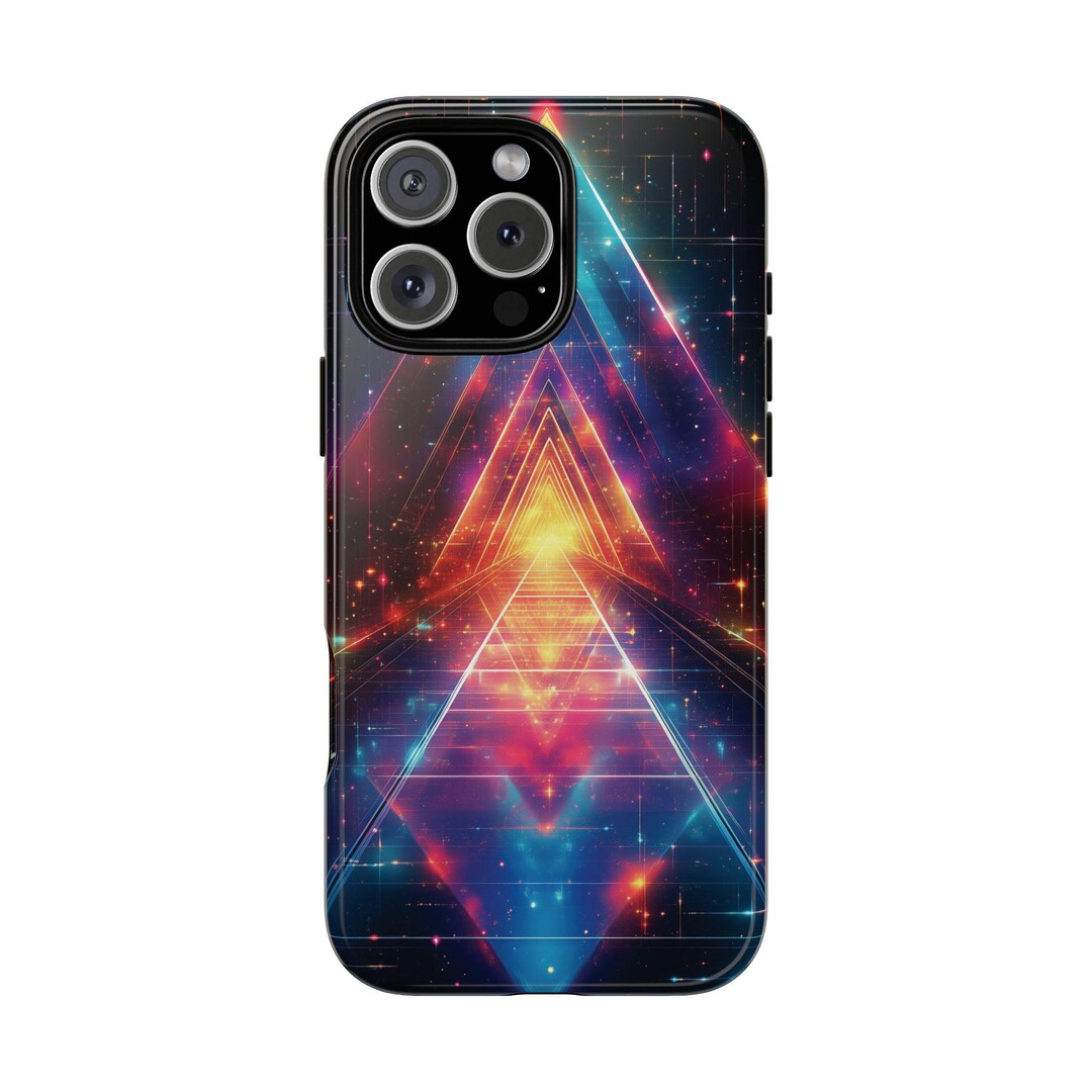 Futuristic Geometric iPhone Case, Neon Galaxy Mobile Cover, Stylish ...