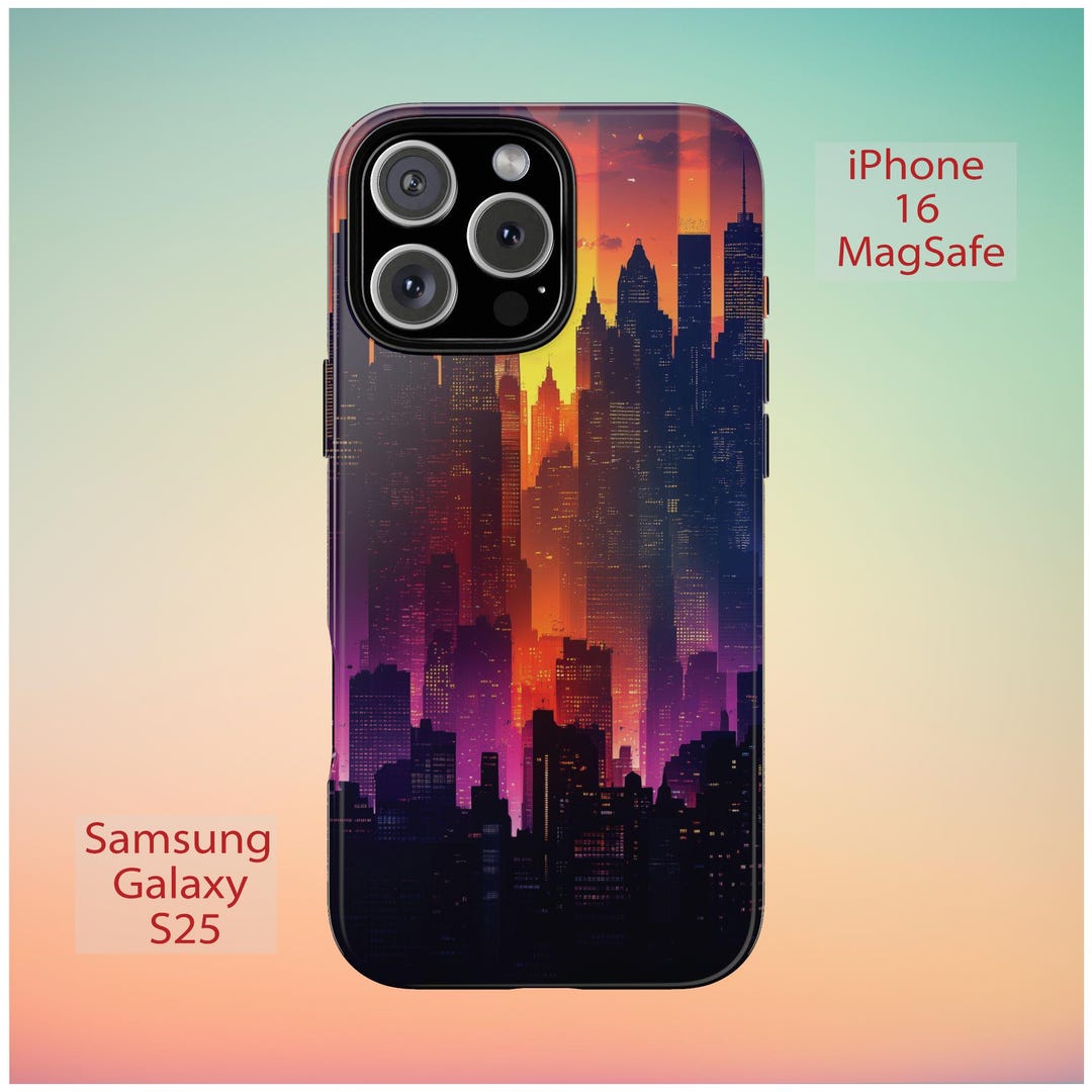 Vibrant NYC Skyline iPhone 16 Pro Max Tough Case, Gift for City Lovers ...