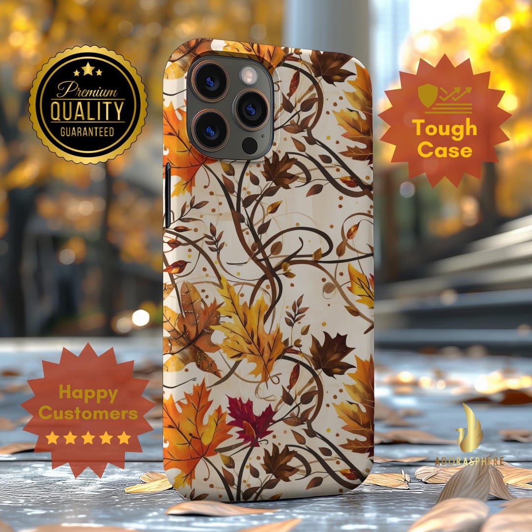 Autumn Phone Case, Tough Case for iPhone 16, Samsung, Pixel, Fall Leaves Though Case, Autumn ...