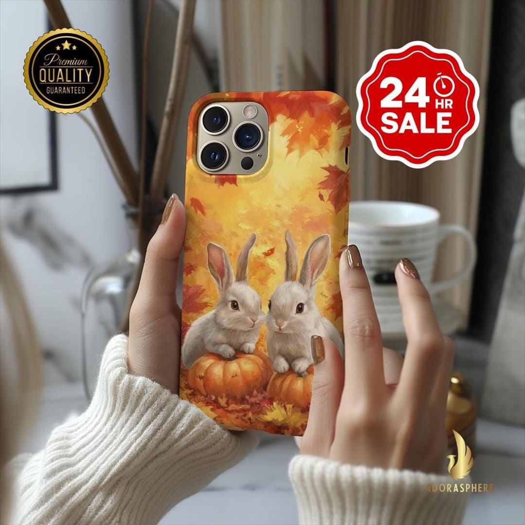 Cute Autumn Bunny iPhone Tough Case, Fall Rabbit Design, Pumpkin ...