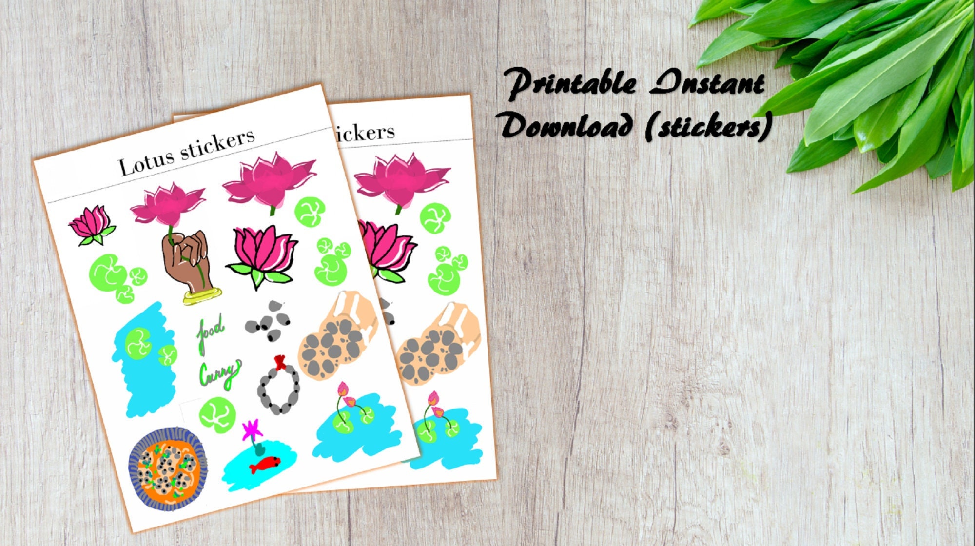 Printable Instant Digital Download Stickers lotus Themed Available in ...