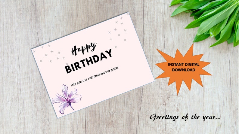 Printable Instant Digital Download Flower Themed Birthday Cards 3 ...