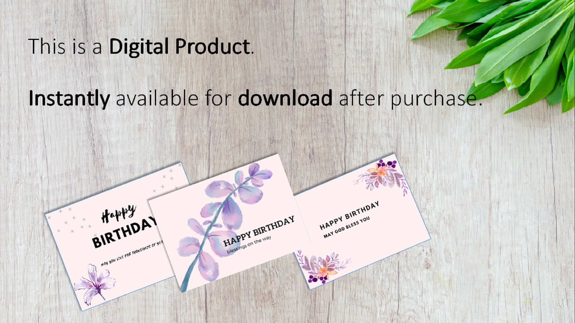 Printable Instant Digital Download Flower Themed Birthday Cards 3 ...