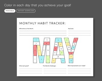 June Habit Tracker Coloring Sheet Printable Month Fitness - Etsy