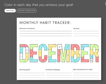 October Habit Tracker Coloring Sheet Printable Month Fitness - Etsy
