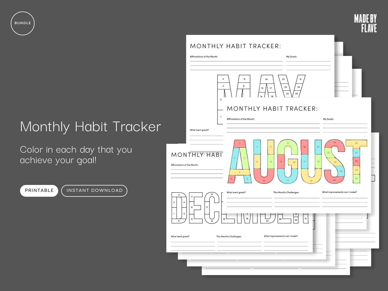 January–december Habit Tracker Coloring Sheets Printable Bundle | Month ...
