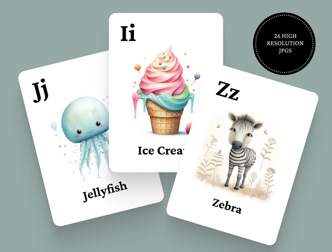 Printable Alphabet Cards, Educational Digital Cards, ABC Cards ...