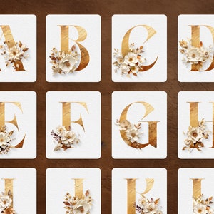 Boho Floral Alphabet PNG Clipart Bundle | Monogram Letters Pngs ...