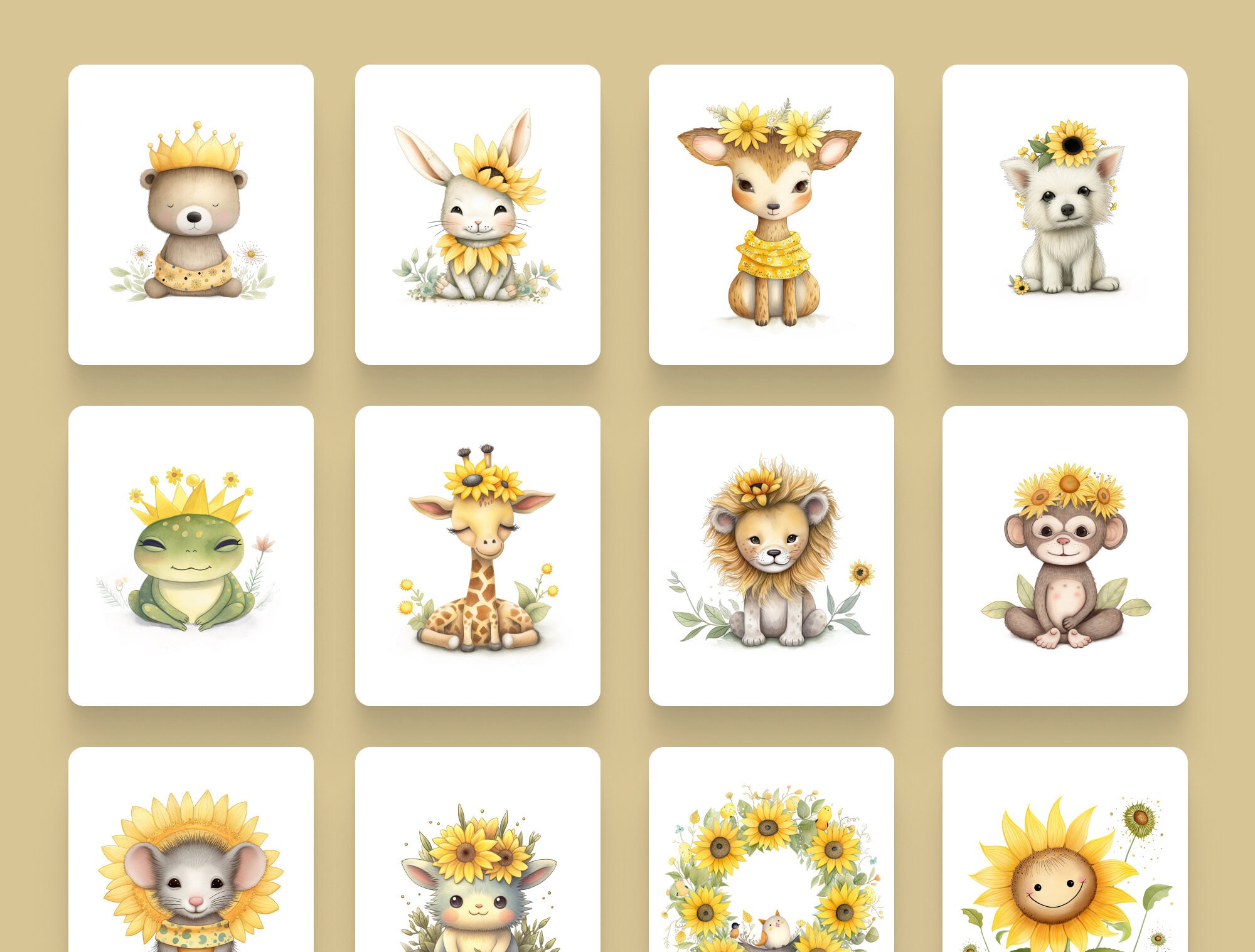 Sunflower Animals Clip Art Bundle 25 High Quality Pngs - Etsy
