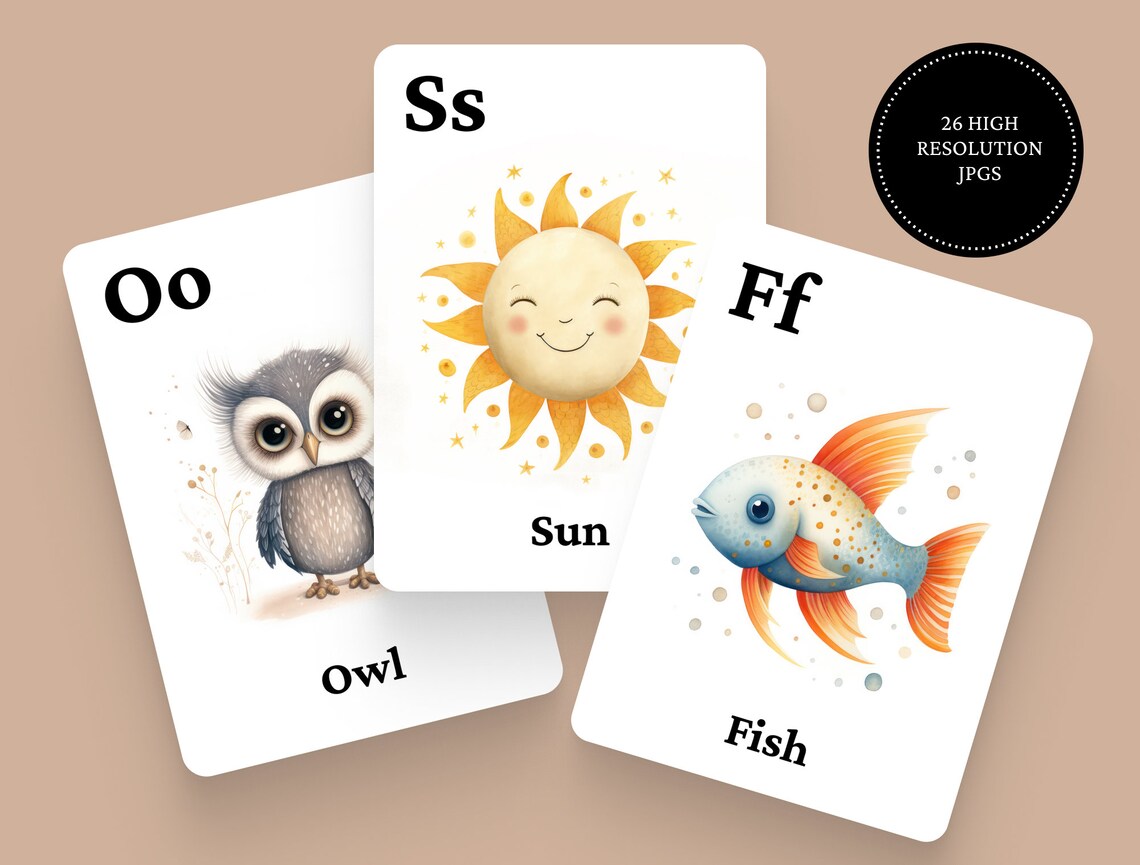 Printable Alphabet Cards, Educational Digital Cards, ABC Cards ...