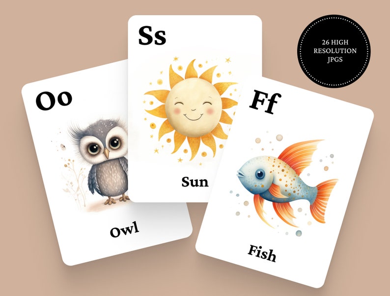 Printable Alphabet Cards, Educational Digital Cards, ABC Cards ...
