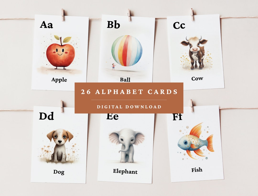 Printable Alphabet Cards, Educational Digital Cards, ABC Cards ...