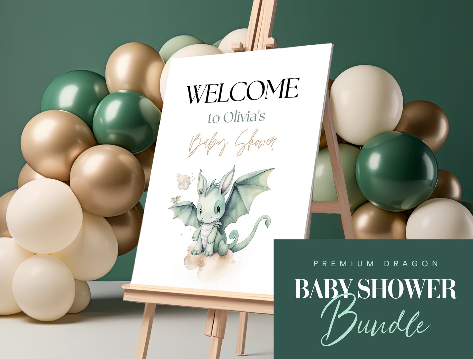 Dragon Baby Shower Bundle, Editable Dragon Baby Shower Pack, Dragon ...