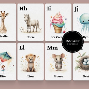 Printable Alphabet Cards, Educational Digital Cards, ABC Cards ...
