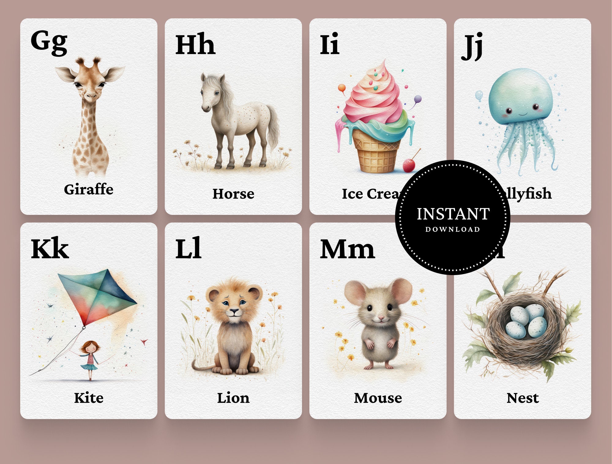Printable Alphabet Cards, Educational Digital Cards, ABC Cards ...
