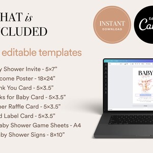 Girl Dragon Baby Shower Bundle, Editable Dragon Baby Shower Pack ...