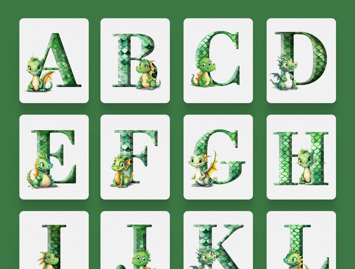 Dragon Alphabet PNG Clipart Bundle | High Quality Letters Pngs | Dragon ...