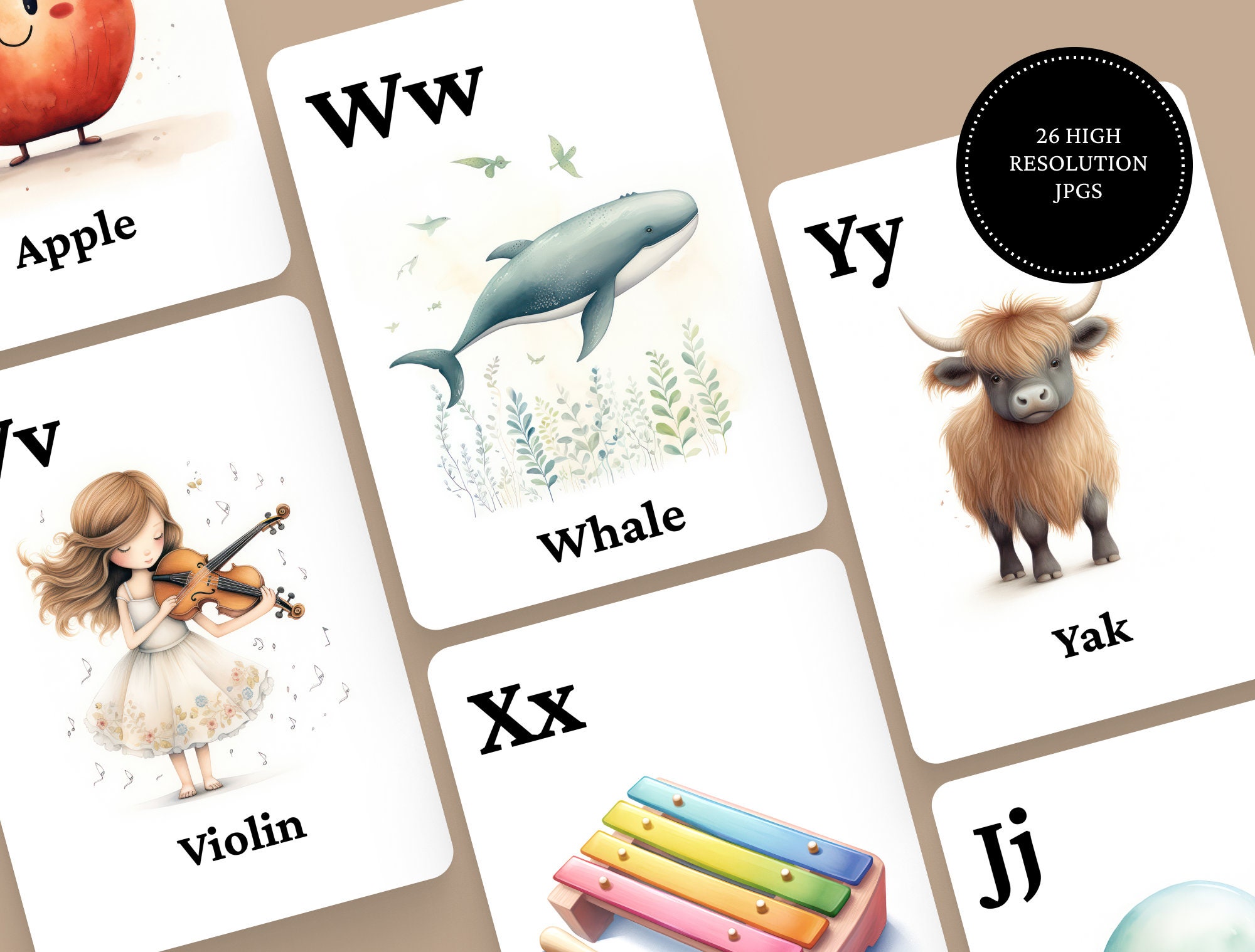 Printable Alphabet Cards, Educational Digital Cards, ABC Cards ...