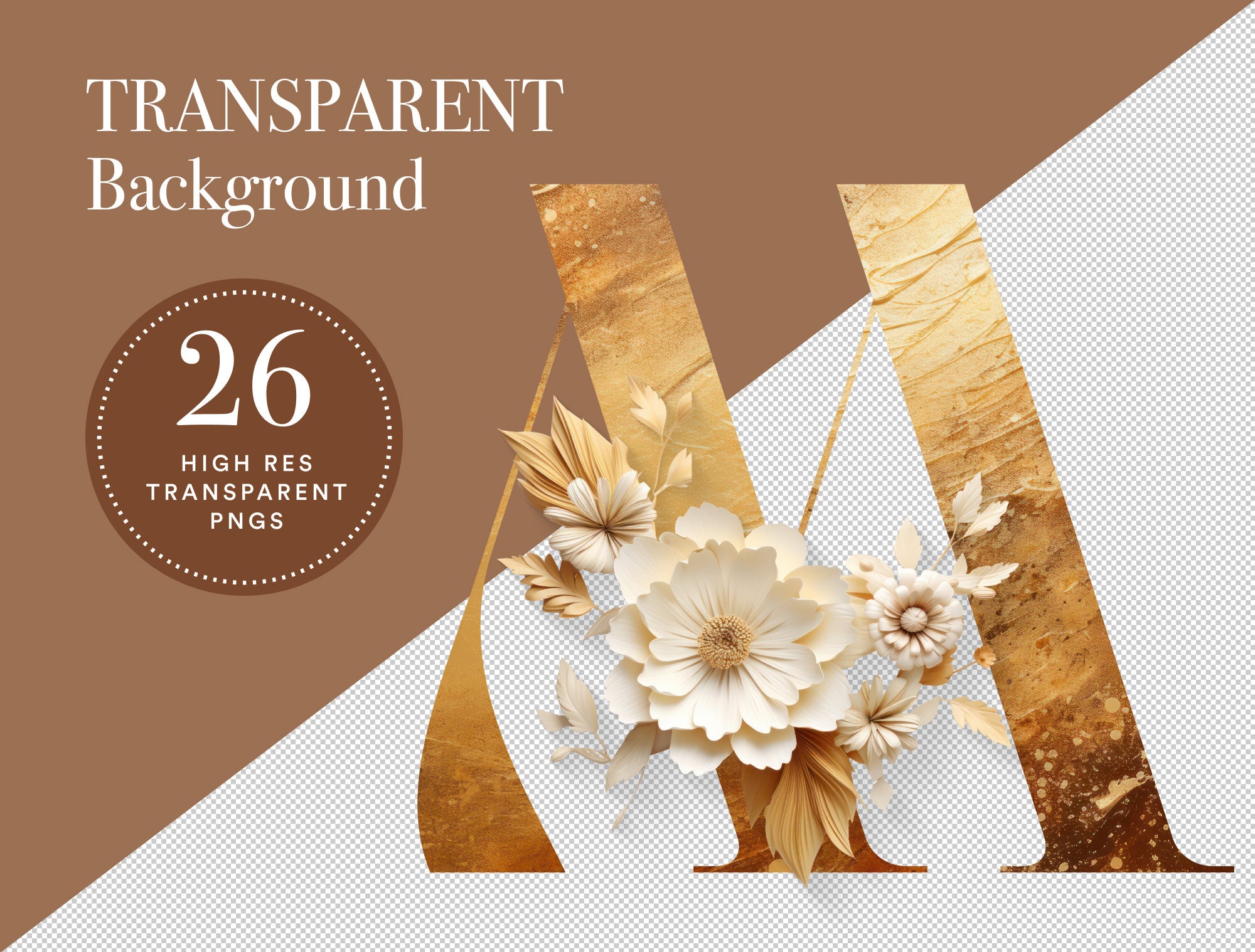 Boho Floral Alphabet PNG Clipart Bundle Monogram Letters Pngs Floral ...