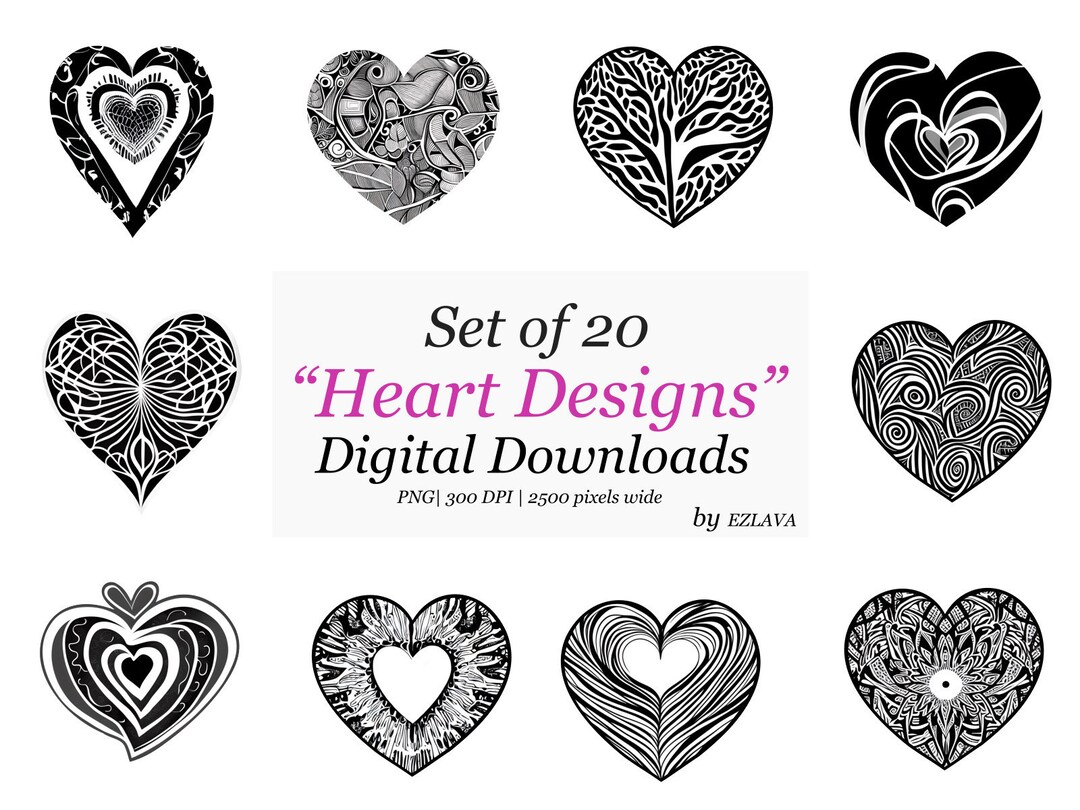 Heart Clipart Set, Hearts PNG, Cute Hearts Png, Sublimation Files ...