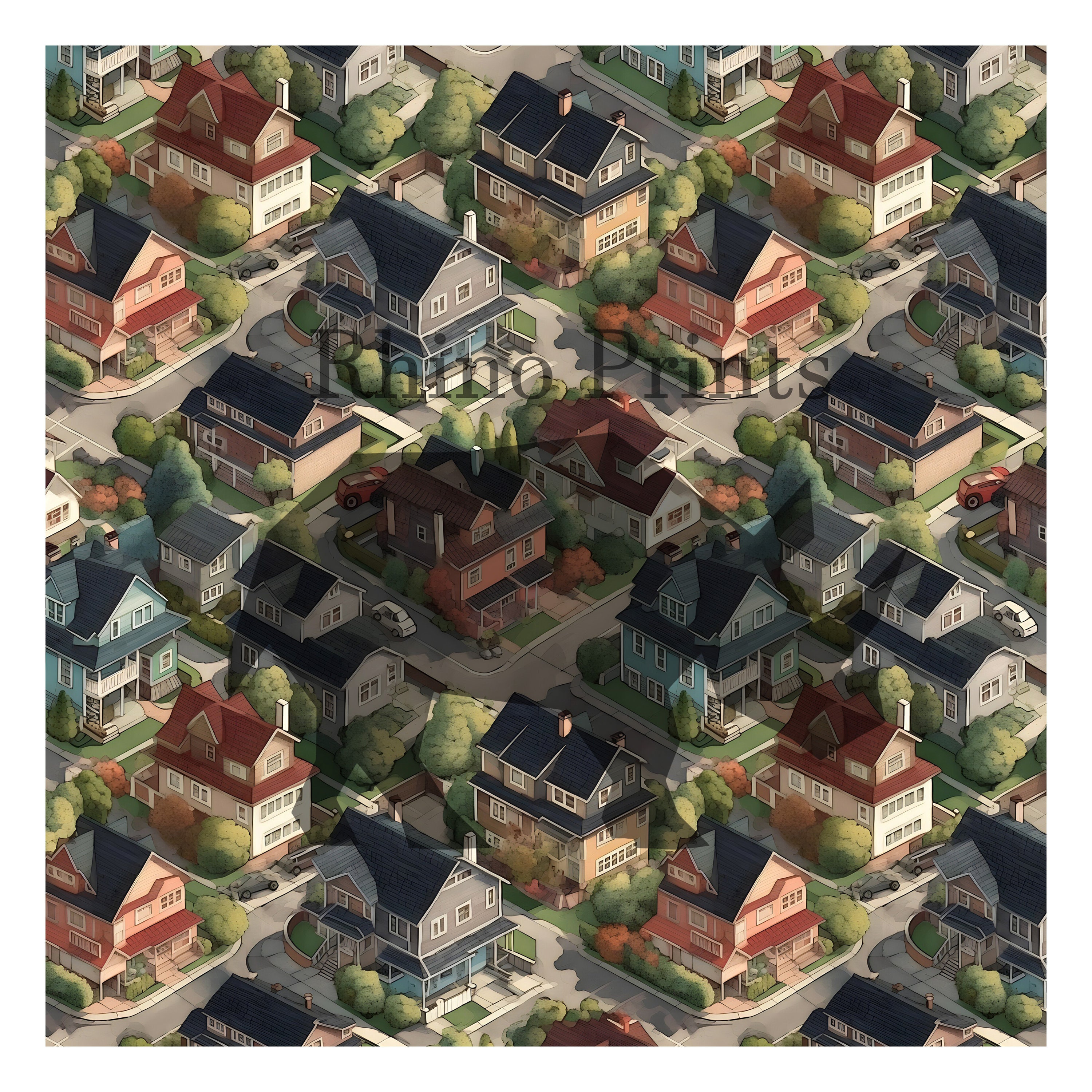 HOUSES 10 Seamless Patterns, Town Pattern, Neighbourhood Wallpaper ...