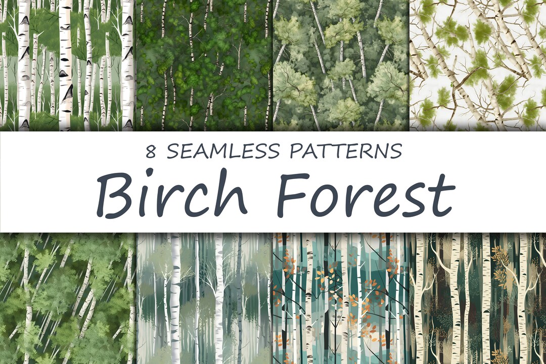 BIRCH FOREST PATTERN 8 Seamless Patterns, Forest Pattern, Nature ...