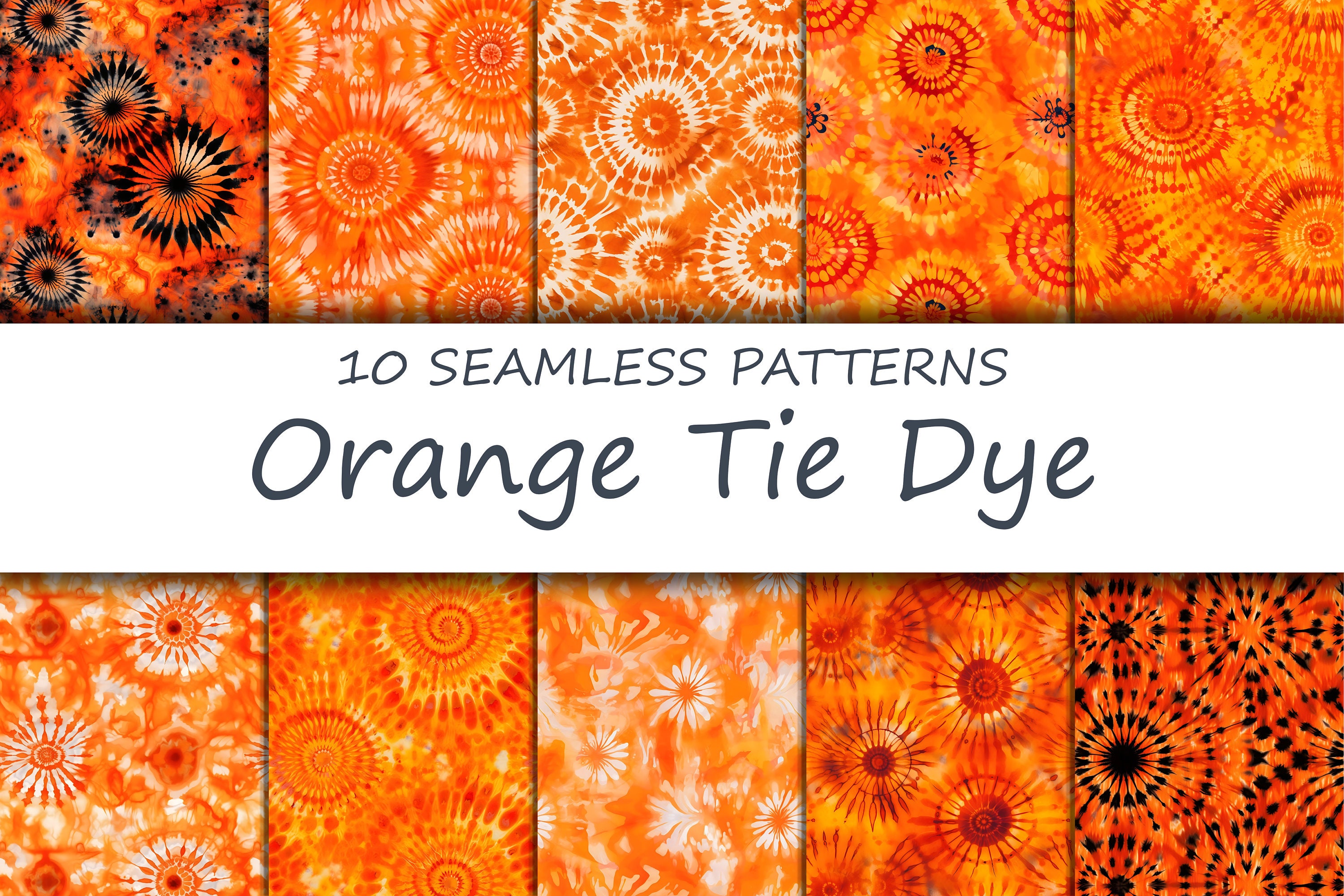 ORANGE TIE DYE 10 Seamless Patterns, Tie Dye Pattern, Vibrant ...