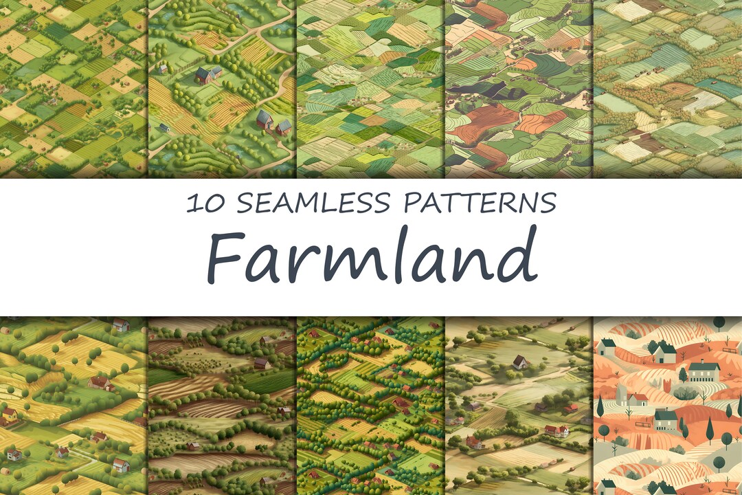 FARMLAND 10 Seamless Patterns, Farm Pattern, Society Wallpaper, Map ...
