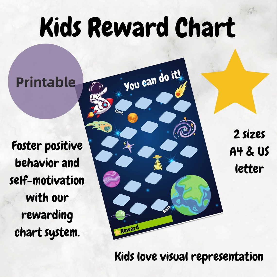 Kids Reward Chart, Behavior Tracker, Printable Chart, Reward System ...