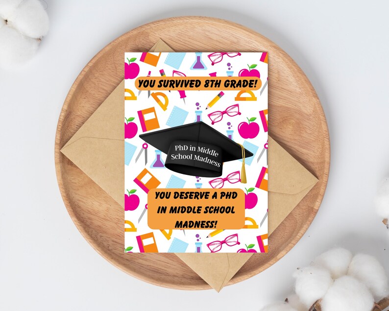 8th Grade Graduation Card, 8th Grade, Junior High Graduation Card, 8th ...