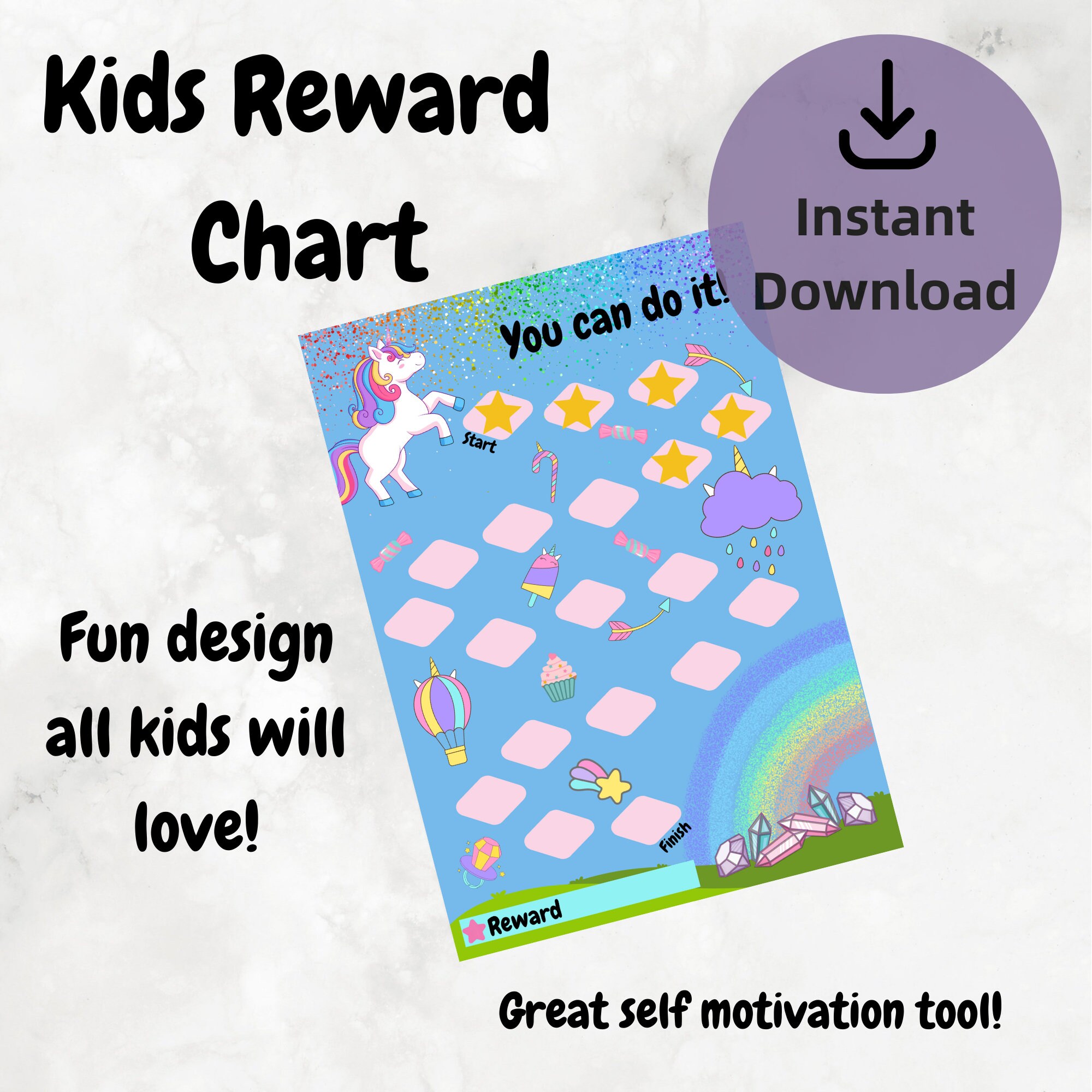 Kids Reward Chart, Behavior Tracker, Printable Chart, Reward System ...