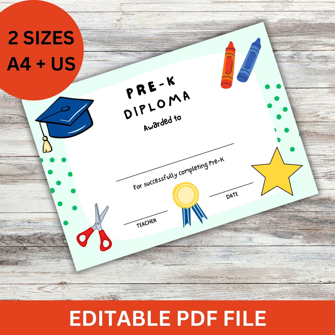 Pre-k Diploma, Preschool Graduation, Preschool Diploma, Diploma ...
