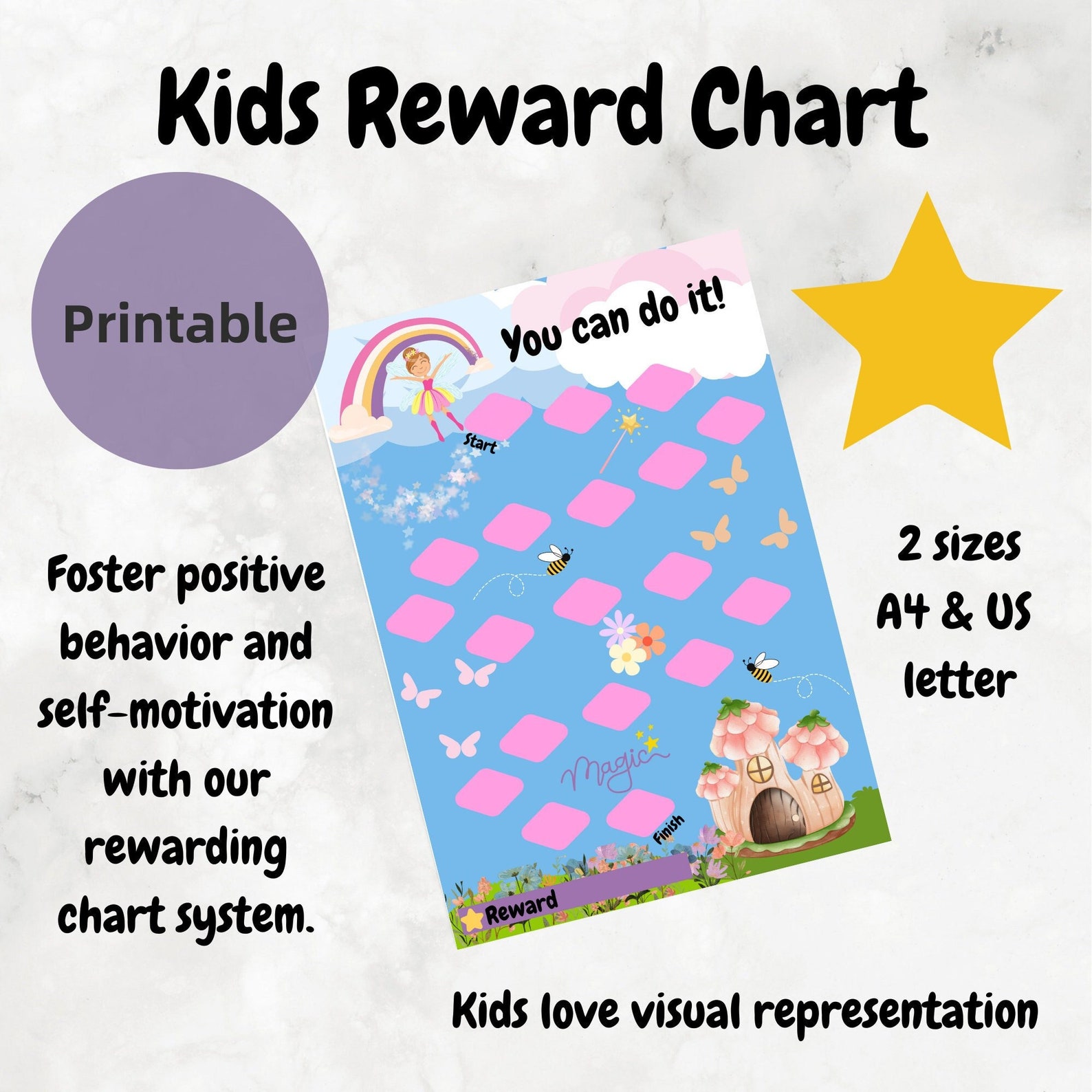 Kids Reward Chart, Behavior Tracker, Printable Chart, Reward System ...