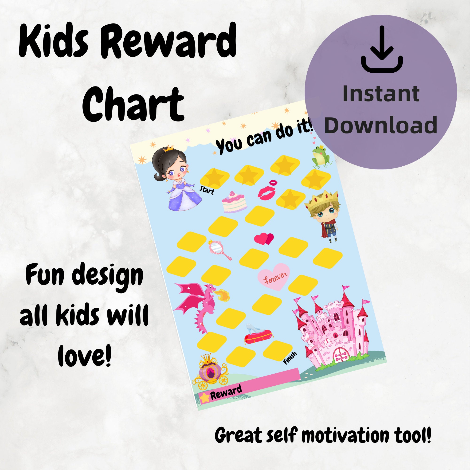 Kids Reward Chart, Behavior Tracker, Printable Chart, Reward System ...