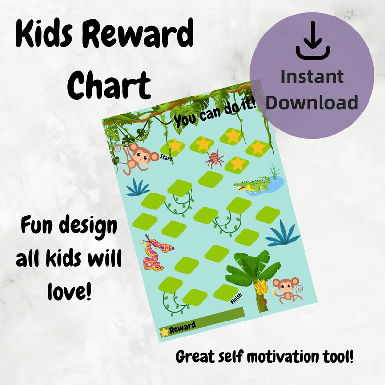 Kids Reward Chart, Behavior Tracker, Printable Chart, Reward System ...