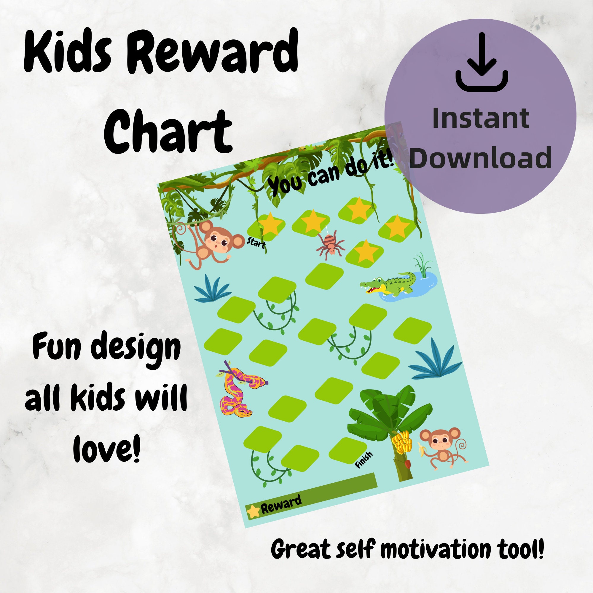 Kids Reward Chart, Behavior Tracker, Printable Chart, Reward System ...