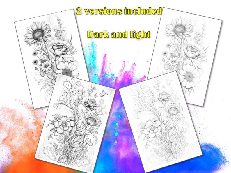 20 Coloring Pages Beautiful Flowers Coloring Book Printable A4 PDF ...