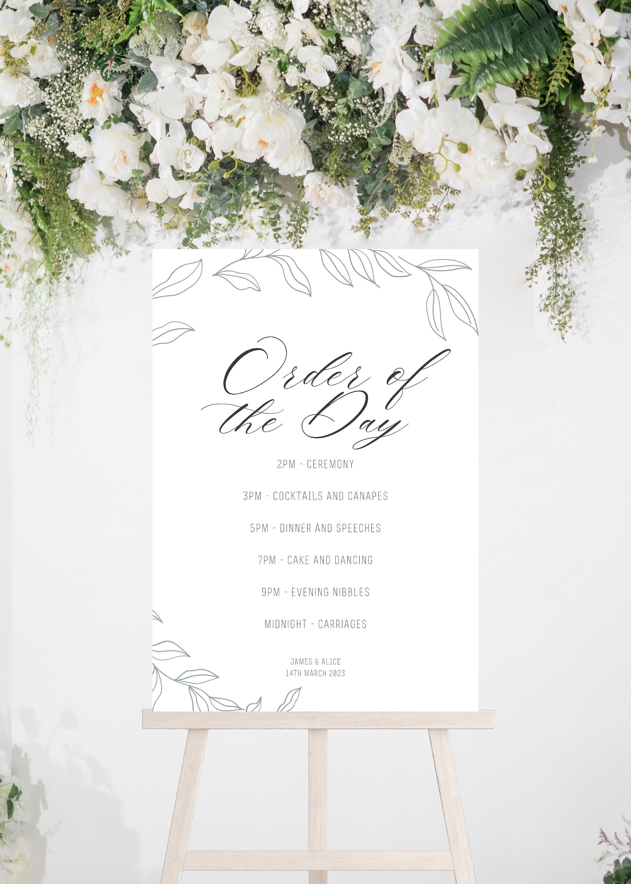 CORA - Wedding Order of the Day Sign Template, Olive, Classic, Editable ...