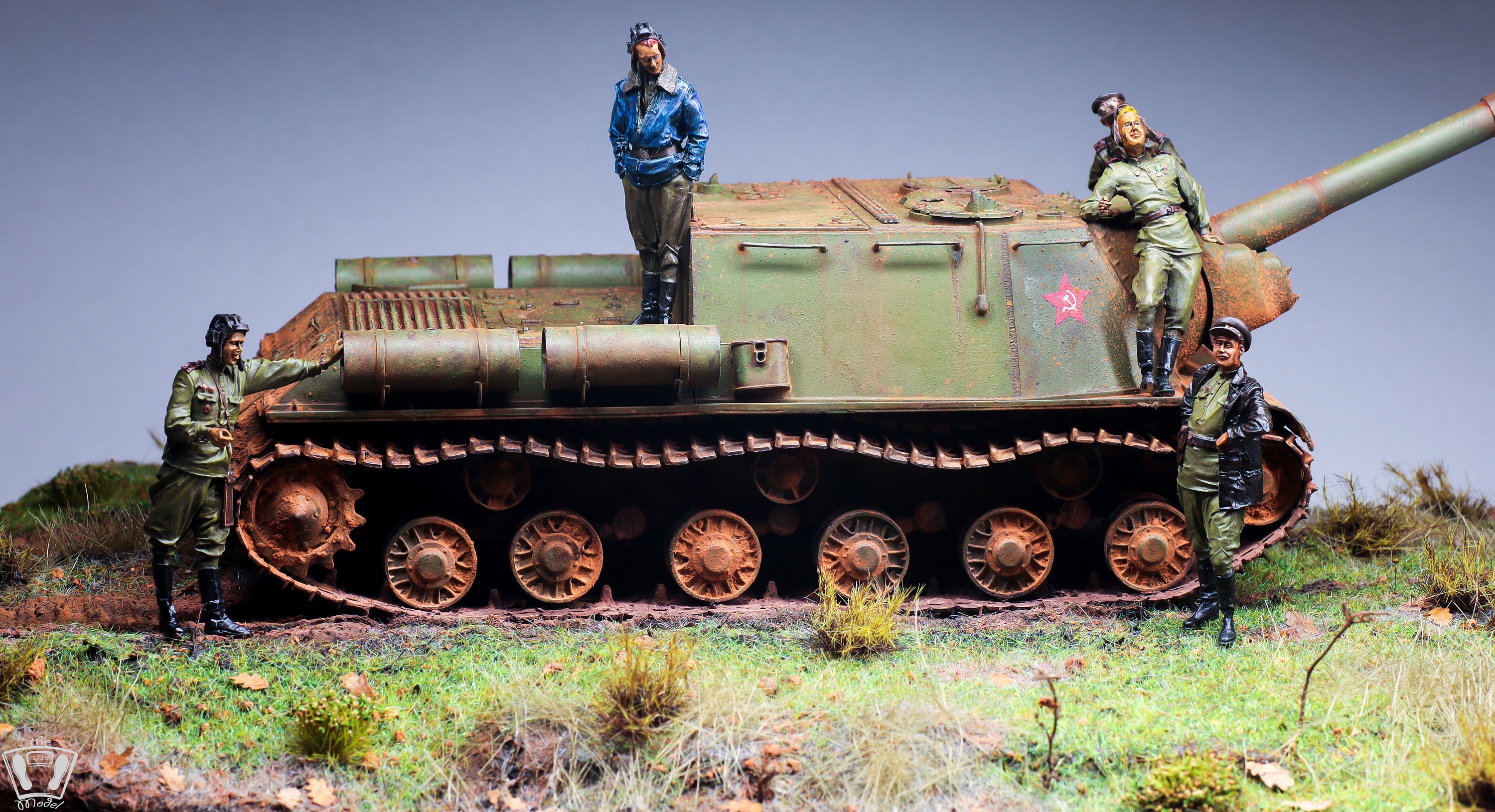 1/35 WW2 Diorama Soviet Tank ISU-152 SPG & Crew Figures Miniature Scale Model - Etsy