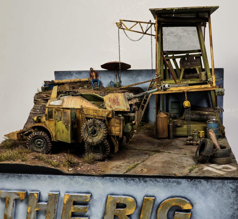Bekroond diorama "THE RIG" op schaal 1/35: post-apocalyptisch militair ...