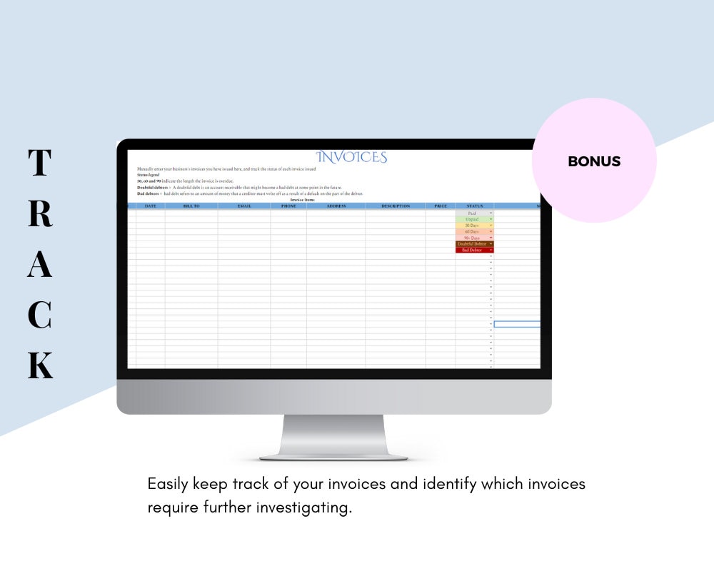 Invoice Template Google Sheets / Small Business Bookkeeping / Invoice ...