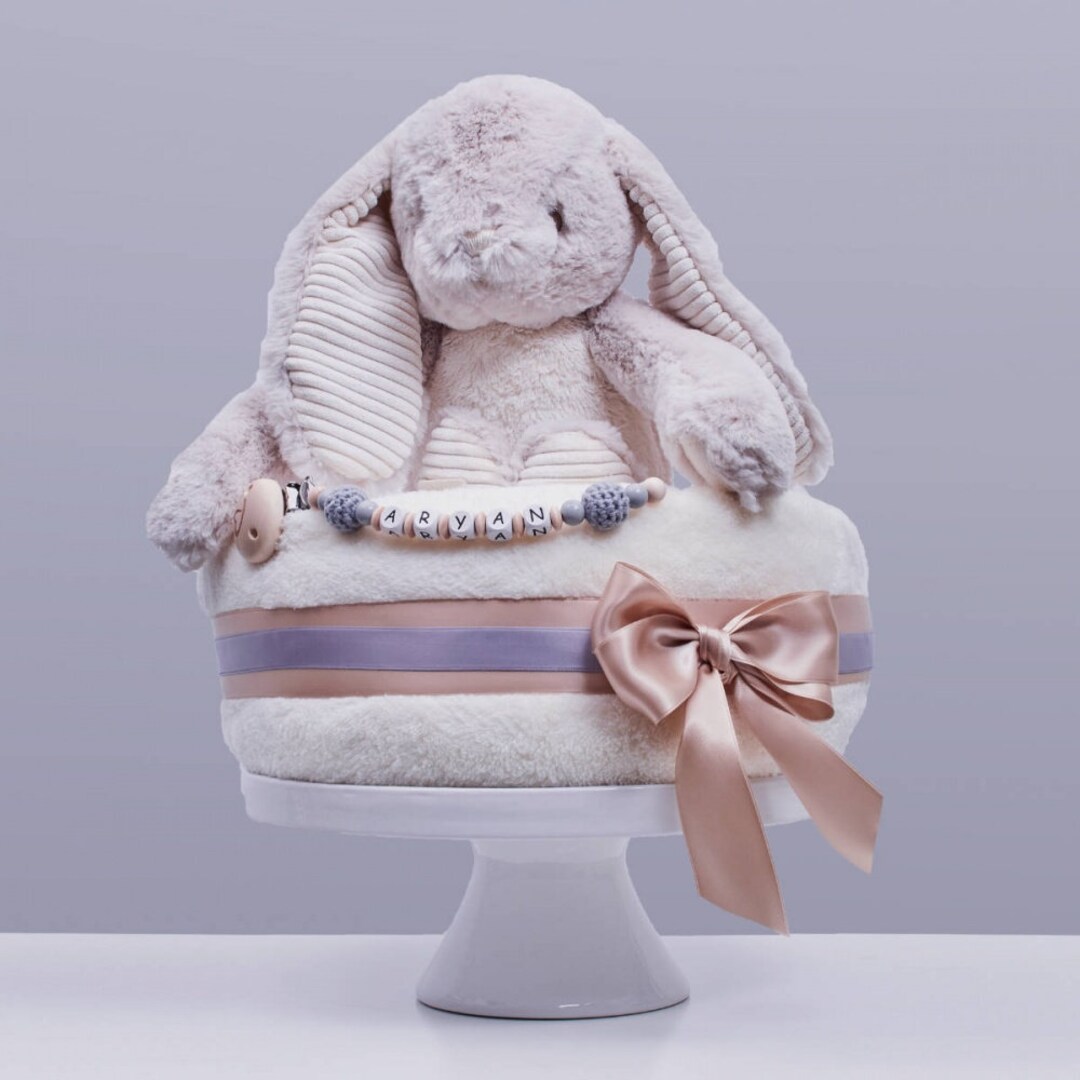 Personalized Diaper Cake Gender Neutral Rabbit Diaper Cake - Etsy
