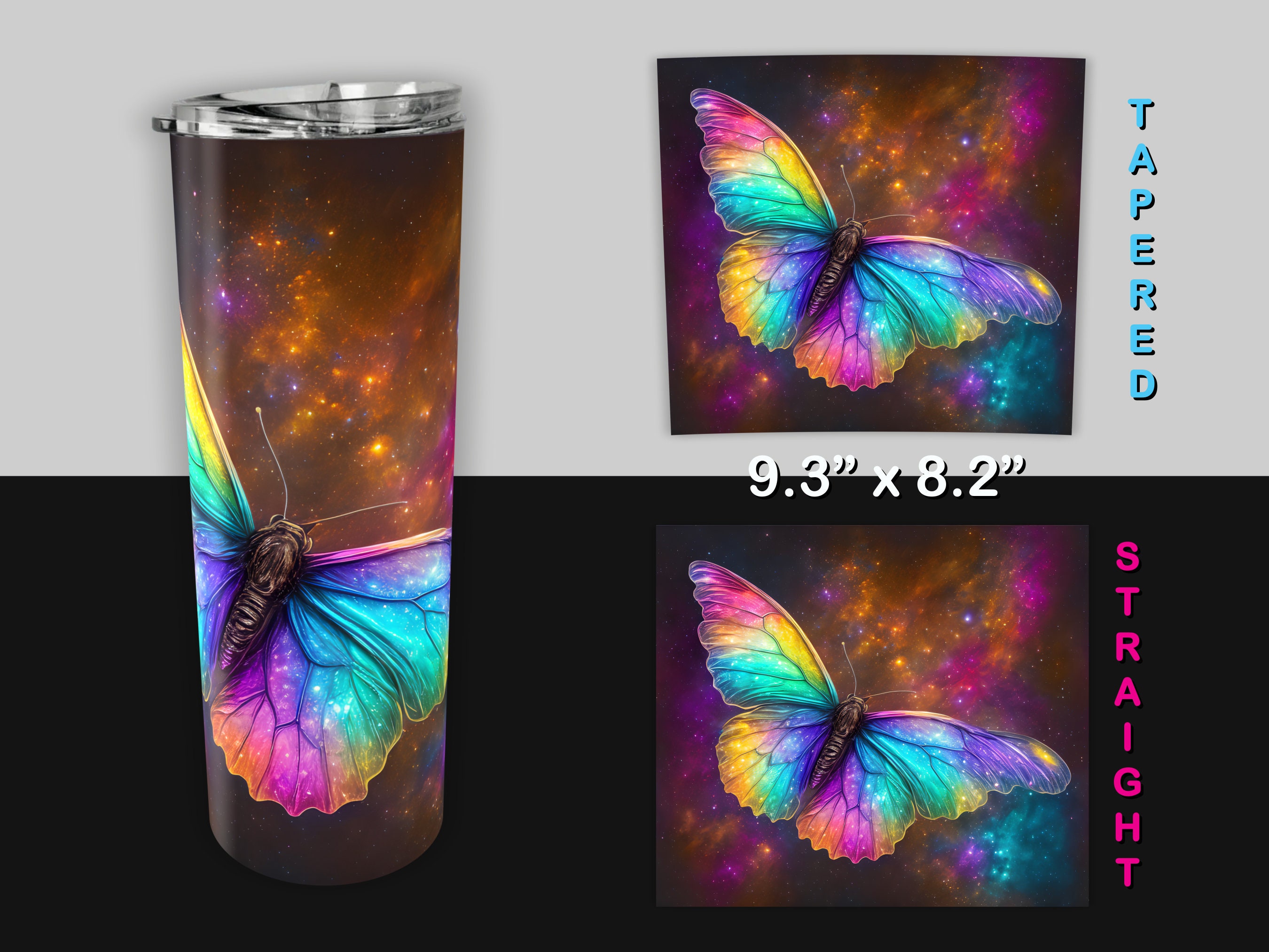 Butterfly Starlight Glitz 20oz Tumbler Sublimation Wrap - Etsy