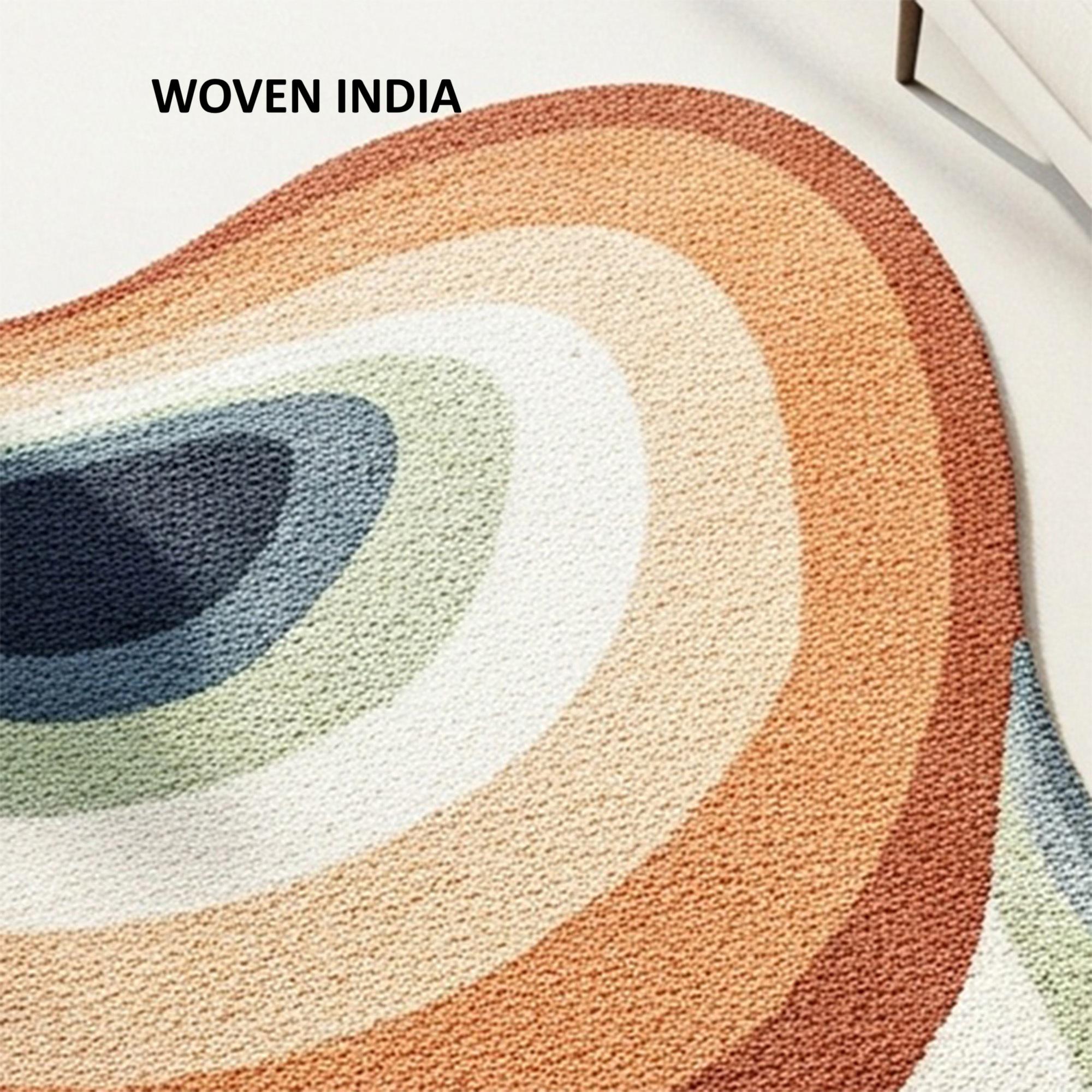 Hand-tufted Wool Rug: Irregular Shape, Vibrant Colors, Modern Design - Etsy