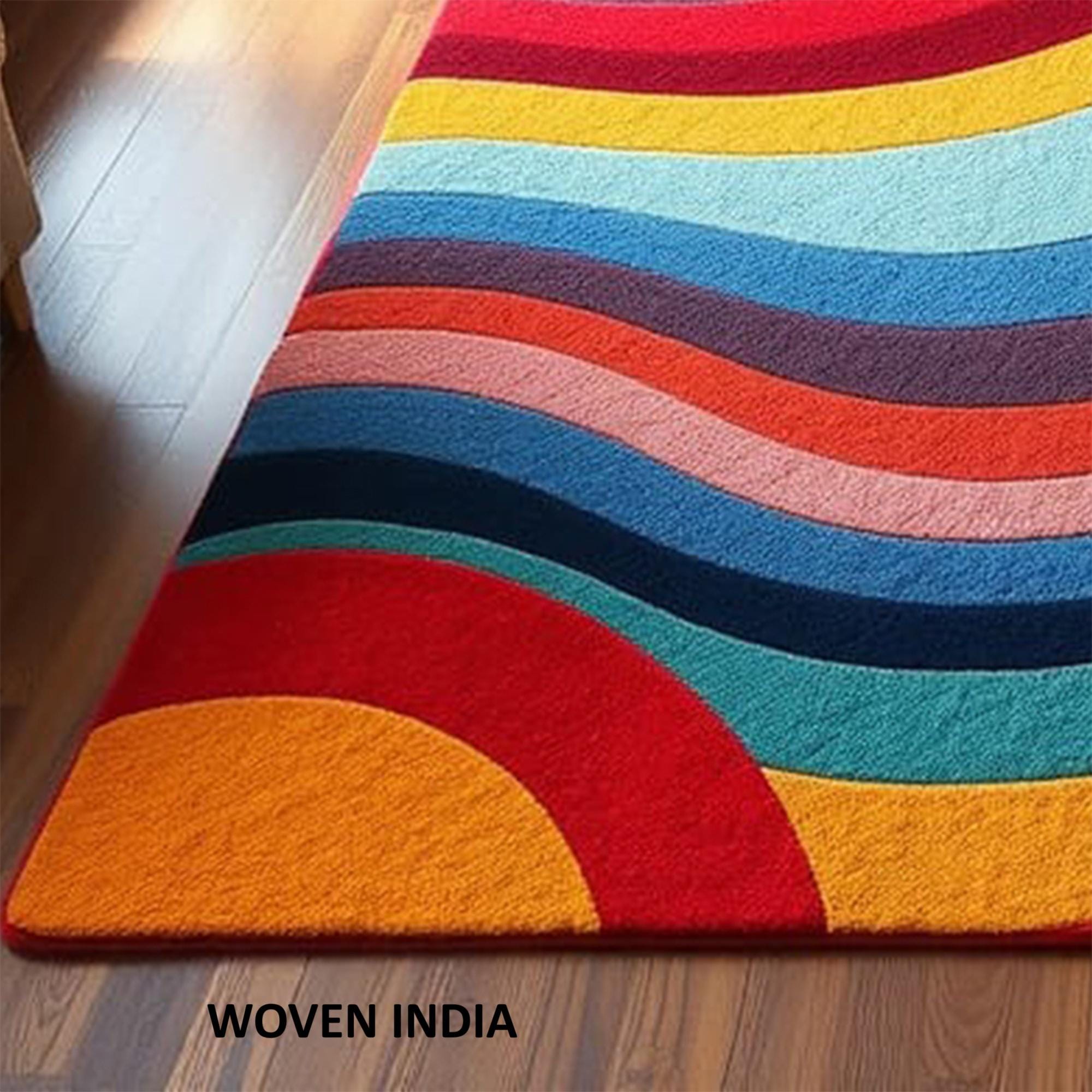 Hand-tufted Wool Rug: Colorful Modern Design, 5x8 - Etsy