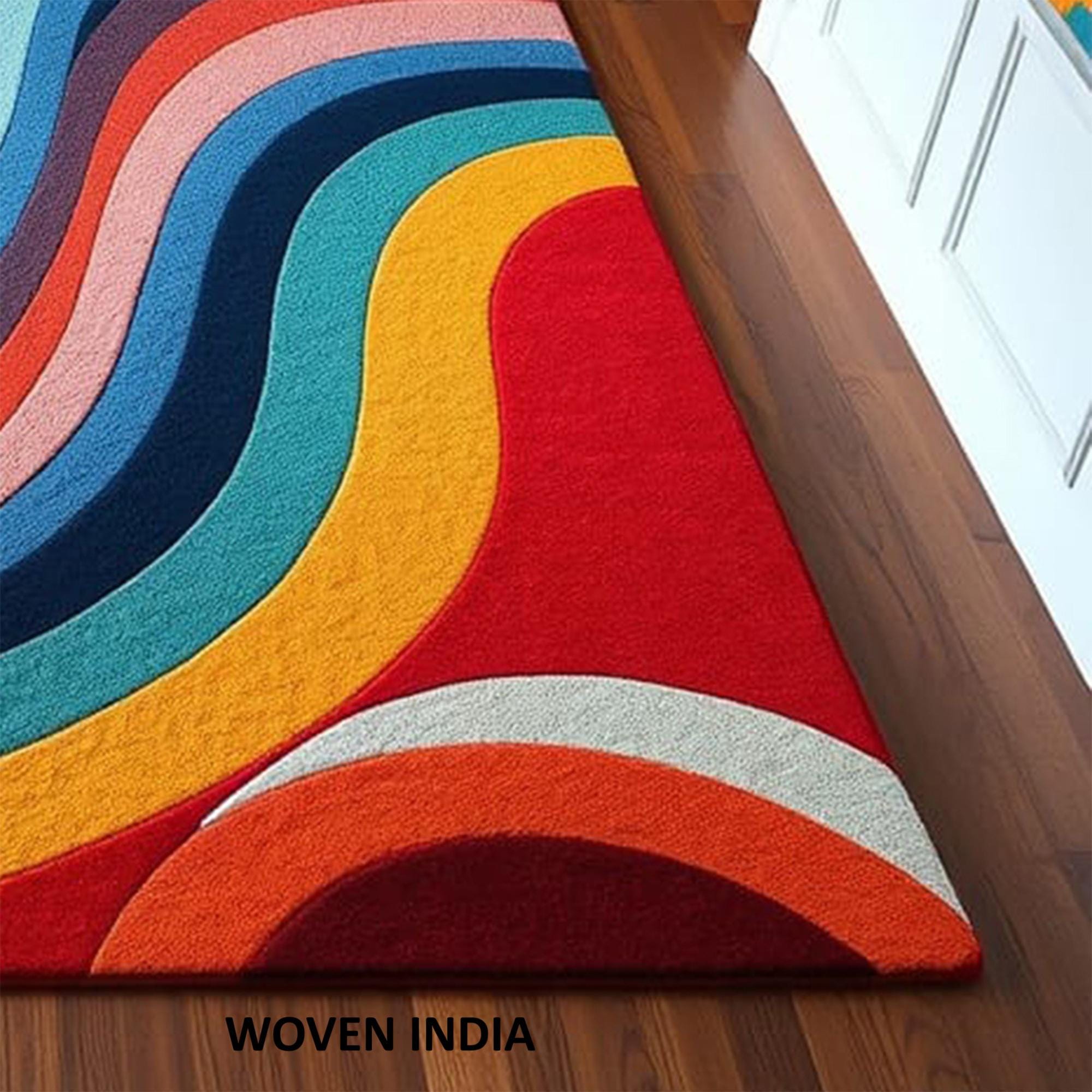 Hand-tufted Wool Rug: Colorful Modern Design, 5x8 - Etsy
