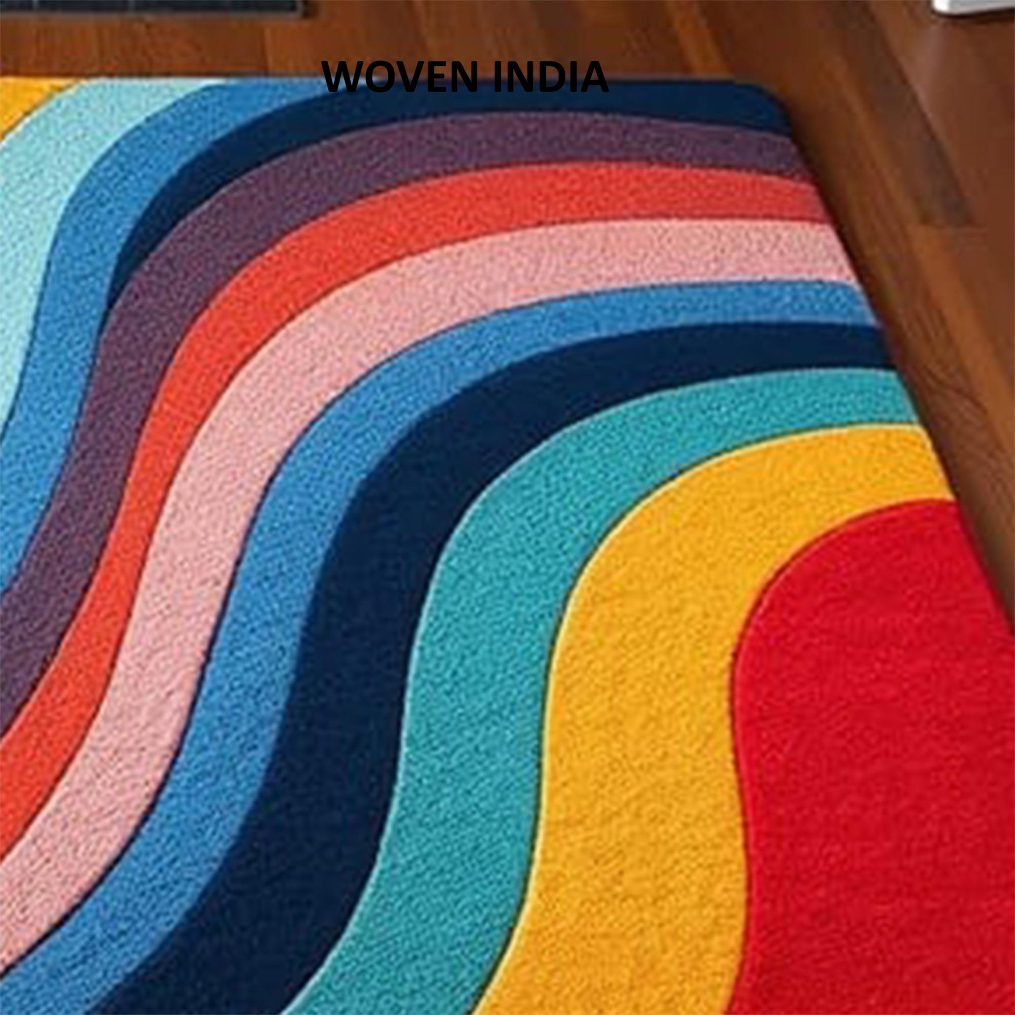 Hand-tufted Wool Rug: Colorful Modern Design, 5x8 - Etsy