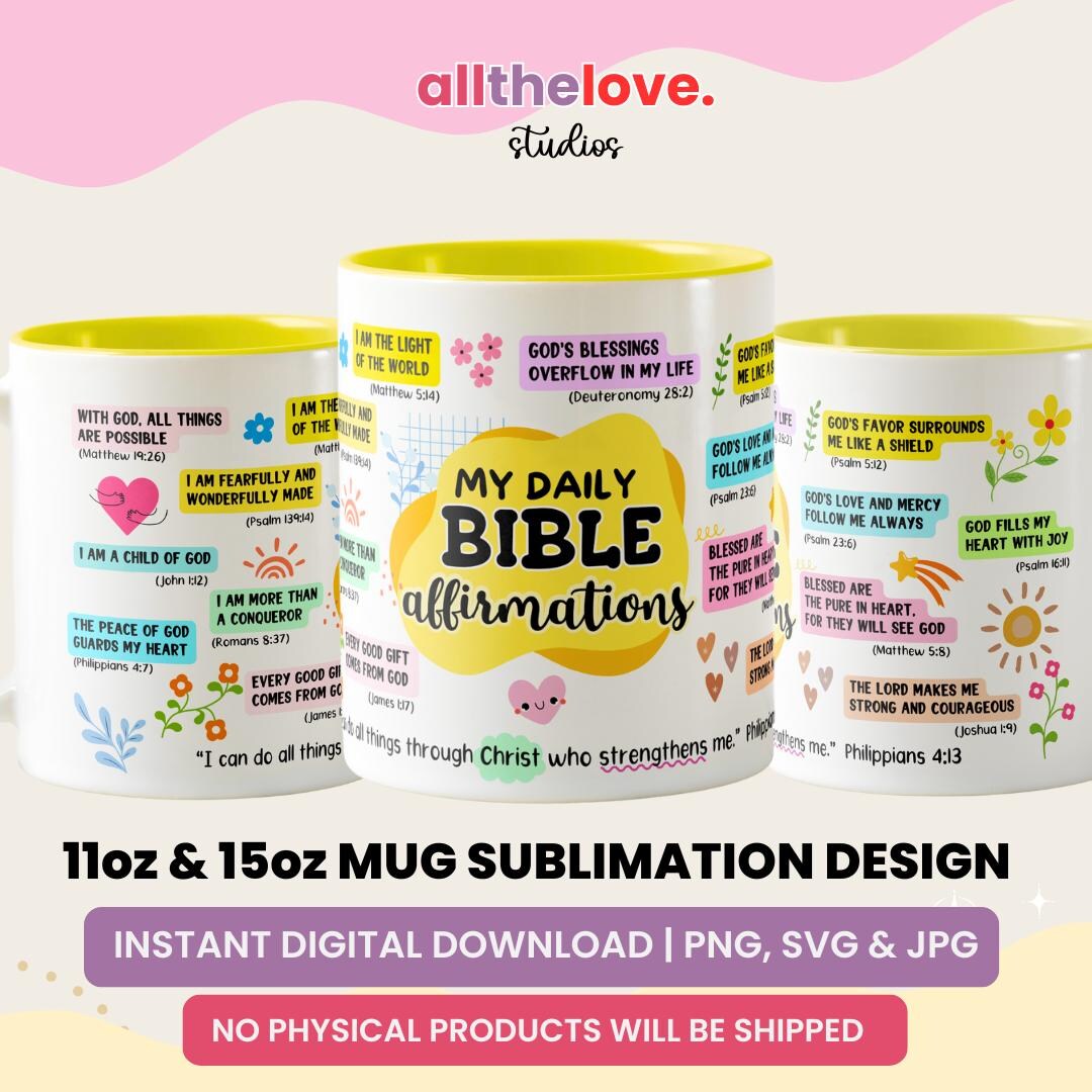 Bible Verse Cup Wrap: Christian Affirmations PNG SVG (digital Download ...