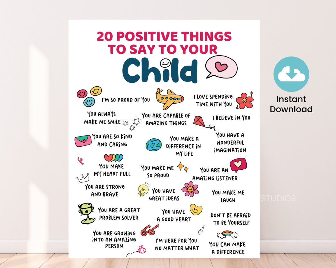 Positive Phrases to Say for Kids, Wall Art Prints, Kids Printable ...