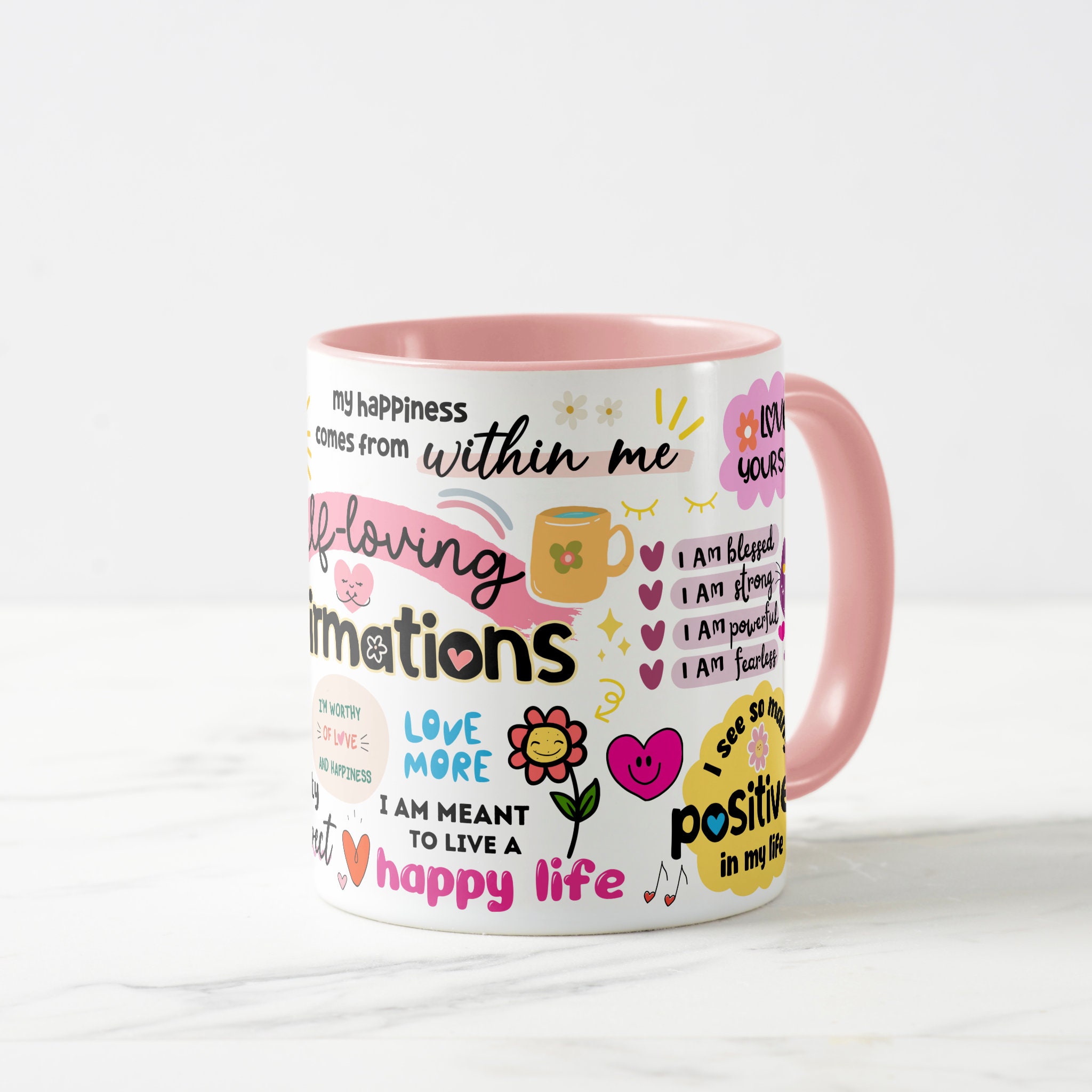 Self-loving Affirmations Mug Design: Motivational Coffee Mug (digital ...